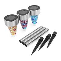 China 2V 40mAh Stainless Steel Mosaic Solar Garden Lights Stained Glass for sale