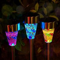 China 2V 40mAh Stainless Steel Mosaic Solar Garden Lights Stained Glass for sale