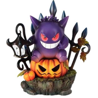 China Anime Gengar Halloween Ghost Pumpkin Lantern Solar Light Crafts Figure Moon Shadow Statue for sale