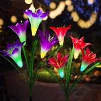 China RoHS Outdoor Solar Courtyard Light Waterproof Lily Lawn / Wedding Decoration Lights 2700K for sale