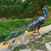 China Outdoor Solar Metal Peacock Statue solar powered craft lights Backyard Party Wedding Decor for sale
