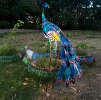 China Outdoor Solar Metal Peacock Statue solar powered craft lights Backyard Party Wedding Decor for sale