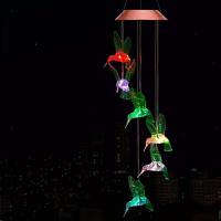 China LED Multi Color RGB Solar Gift Light Hummingbird Wind Chimes Holiday Decoration for sale