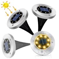 China Waterproof Solar Powered Ground Light Garden Pathway 8 LED Solar Powered Deck Lights for sale