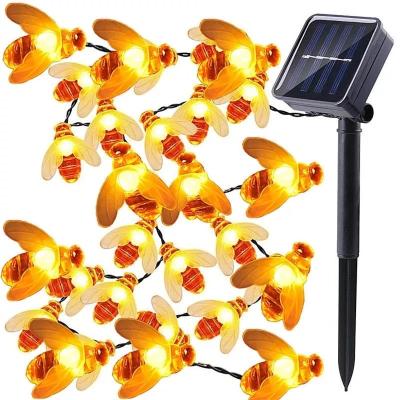 China Solar Powered Honey Bee Fairy String Lights 20 LEDs For Outdoor Garden for sale