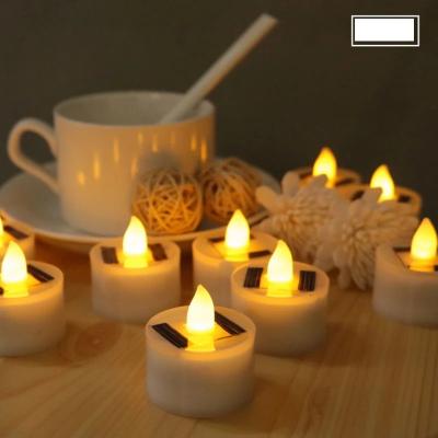 China Flameless LED Solar Powered Candle Lights Indoor Atmosphere Decorative Lights for sale