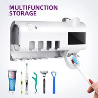 China Bathroom Solar Energy UV Toothbrush Holder Toothpaste Dispenser Multi Function for sale