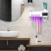 China Bathroom Solar Energy UV Toothbrush Holder Toothpaste Dispenser Multi Function for sale