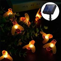 China 20LED Honey Bee Solar String Lights Outdoor Waterproof Warm White For Garden Decorations for sale