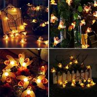 China 20LED Honey Bee Solar String Lights Outdoor Waterproof Warm White For Garden Decorations for sale