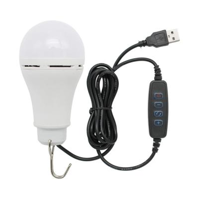 China Outdoor USB LED Bulb Light 3 Colors Adjustable Dimmable Solar Powered Emergency Lamp for sale