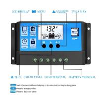 China LCD Display Solar Controller Regulator 12V / 24V 60A 50A 40A 30A 20A 10A PWM USB 5V for sale