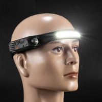 China Induction Headlamp COB LED Head Lamp with Built-in Battery Flashlight USB Rechargeable Head Lamp Lighting Modes for sale