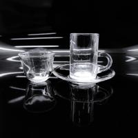 China 36Pcs Clear Glass Tea Cups And Saucers Set Logo Customization Available for sale