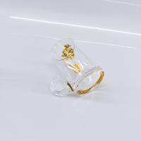 China Elegant Gold Ginkgo Leaf Heat-Resistant 90g Capacity Glass Tea Cup For Tea And Coffee Drinkware for sale
