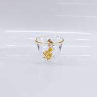 China Modern Abstract Art Glass Tea Cup & Saucer Set with Gold Rim – 6-Piece Cawa Cups Perfect For Restaurants Hotels Cafes And Catering Business for sale