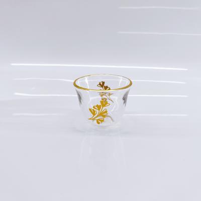 China Modern Abstract Art Glass Tea Cup & Saucer Set with Gold Rim – 6-Piece Cawa Cups Perfect For Restaurants Hotels Cafes And Catering Business for sale
