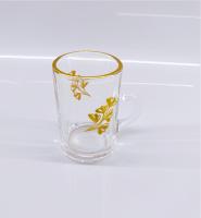 China Elegant Gold Ginkgo Leaf Heat-Resistant 90g Capacity Glass Tea Cup For Tea And Coffee Drinkware for sale