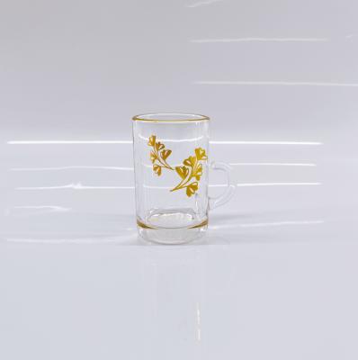 China Golden Rim Glass Cups with 90ml Glass Featuring  6Pcs Cups  Perfect for Serving Small Portions of Beverages in Food Service Industry and Hospitality Venues for sale