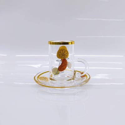 China 12 PCS Glass Cup Sets Included 6 Decorative Glass Cups and 6 Saucers  Ideal Glassware for Hotels Restaurants and Catering Services for sale