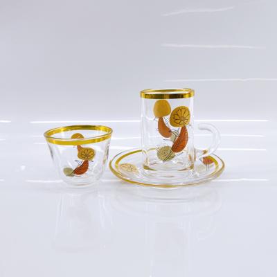 China 18PCS Luxury Glass Tea Cup Set  Packageincludes 6 Glass Cups& 6 Saucers&6 Cawa Cups For Tea And Coffee Drinkware for sale