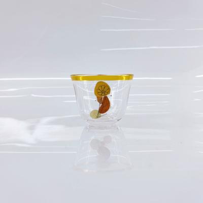 China 6Pcs Cawa Cups 65ml Glass Cawa Cups with Gold Rim Perfect for Serving Small Portions of Beverages in Food Service Industry and Hospitality Venues for sale
