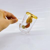 China 6pcs Set Transparent 90ml Glass Cup Lead free Crystal Tea Cups With Gold Rim for sale
