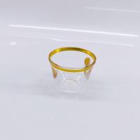 China 6Pcs Cawa Cups 65ml Glass Cawa Cups with Gold Rim Perfect for Serving Small Portions of Beverages in Food Service Industry and Hospitality Venues for sale