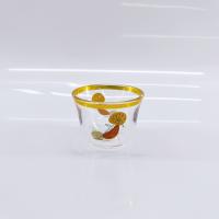 China 6Pcs Cawa Cups 65ml Glass Cawa Cups with Gold Rim Perfect for Serving Small Portions of Beverages in Food Service Industry and Hospitality Venues for sale