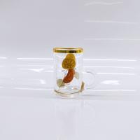 China 6pcs Set Transparent 90ml Glass Cup Lead free Crystal Tea Cups With Gold Rim for sale