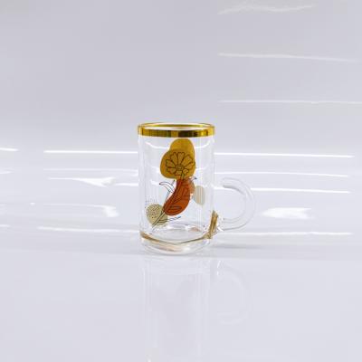 China 6pcs Set Transparent 90ml Glass Cup Lead free Crystal Tea Cups With Gold Rim for sale