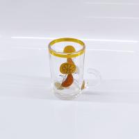 China 6pcs Set Transparent 90ml Glass Cup Lead free Crystal Tea Cups With Gold Rim for sale