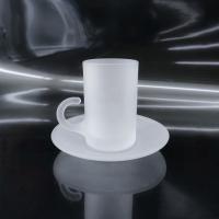China 12Pcs Luxury Frosted Glass Cup & Saucer Set with Gold Floral Etching – Perfect for Hotel, Restaurant & Catering Hospitality Use for sale