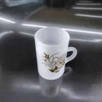 China Elegant Gold Floral Frosted Glass Tea Cup Set - 6pcs 90ml Premium Glass Cups for Traditional Tea & Coffee Rituals for sale