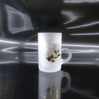 China Elegant Gold Floral Frosted Glass Tea Cup Set - 6pcs 90ml Premium Glass Cups for Traditional Tea & Coffee Rituals for sale
