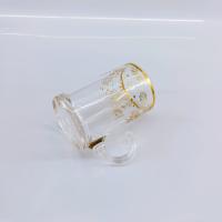 China 6 Elegant 90ml Clear Glass Cups with Handle & Gold Firework Accents – Perfect for Tea and Coffee Service for sale