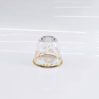 China Set of 6 Premium 65ml  Clear  Glass Cawa Cups with Gold Firework Etching for Coffee Service for sale