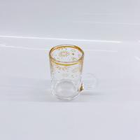 China 12-Piece Premium Glass Cup & Saucer Set with Decorative Gold Firework & Star Design – Ideal for Tea Service & Gifting for sale
