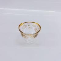 China Set of 6 Premium 65ml  Clear  Glass Cawa Cups with Gold Firework Etching for Coffee Service for sale