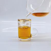 China 6 Elegant 90ml Clear Glass Cups with Handle & Gold Firework Accents – Perfect for Tea and Coffee Service for sale