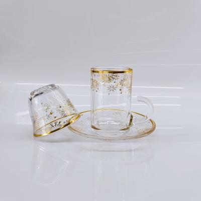China Elevate Your Tea Time: 36-Piece Luxury Glass Tea Cup Set with Gold Firework Details for Sophisticated Gatherings for sale