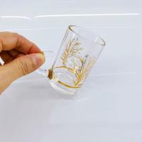 China Set of 6  90ml Capacity, 75mm Height Lead-Free Crystal Glass Cups | Golden Tree Decorated Drinking Glasses – Perfect for Tea and Coffee Service for sale