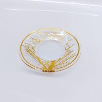 China 12Pcs Cup & Saucer Set | Elegant Gold Tree Decorative Lead-Free Crystal Glassware- Ideal for Tea Service & Gifting for sale