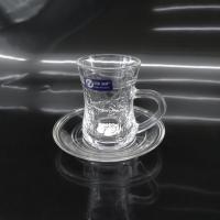 China Rough Glass 6 Tea Cups/6 Saucers For Home & Café 83ML Capacity With Handle Designs for sale