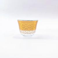 China 18 Pcs Turkish Tea Set, Gold Pattern Decorative Glass Cawa Coffee Set, 6 Tea Cups, 6 Saucers, 6 Arabic Coffee Cups for Eid, Home Use & Gifting for sale