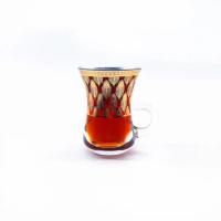 China 12Pcs (6 Cups, 6 Saucers)  Custom Arabic Tea Cups From Turkey Elegant touch with gold decoration  90ml Premium Glassware for Tea Service & Gatherings for sale
