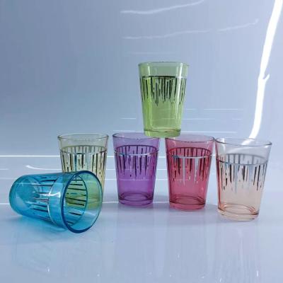 China Purple Moroccan Glass Tea Cups 120ml Arabic Glass Tea Set 6PCS for sale