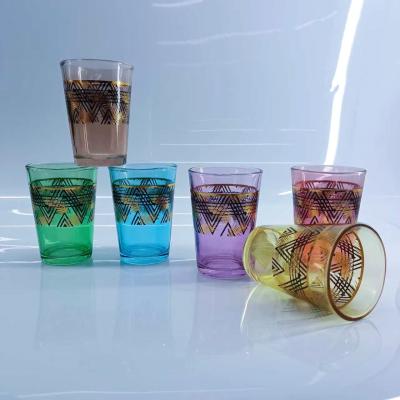 China Handcrafted Traditional Arabic Style Tea Set Green Red Purple Morocco Style Glass Tea Sets for sale