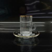 China 12 PCS Glass Cup Sets Included 6 Decorative Glass Cups and 6 Saucers  For Drinking Tea Water Coffee for sale