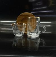 China Gold Decorative Glass Cups 90ml 12pcs Arabic Glass Tea Cups Sets With Hand Cutting for sale